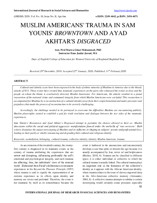(PDF) Muslim Americans Trauma in Sam Younis Browntown and Ayad Akhtars ...