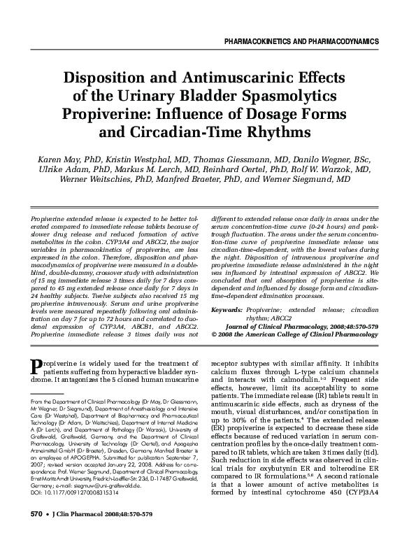 (PDF) Disposition and Antimuscarinic Effects of the Urinary Bladder ...
