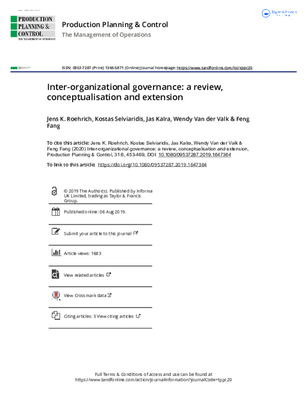 (PDF) Inter-organizational governance: a review, conceptualisation and ...