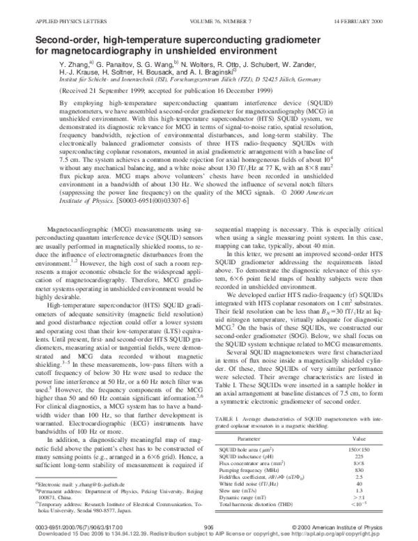(PDF) Second-order, high-temperature superconducting gradiometer for ...