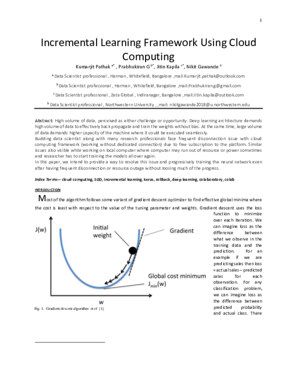 (PDF) Incremental Learning Framework Using Cloud Computing