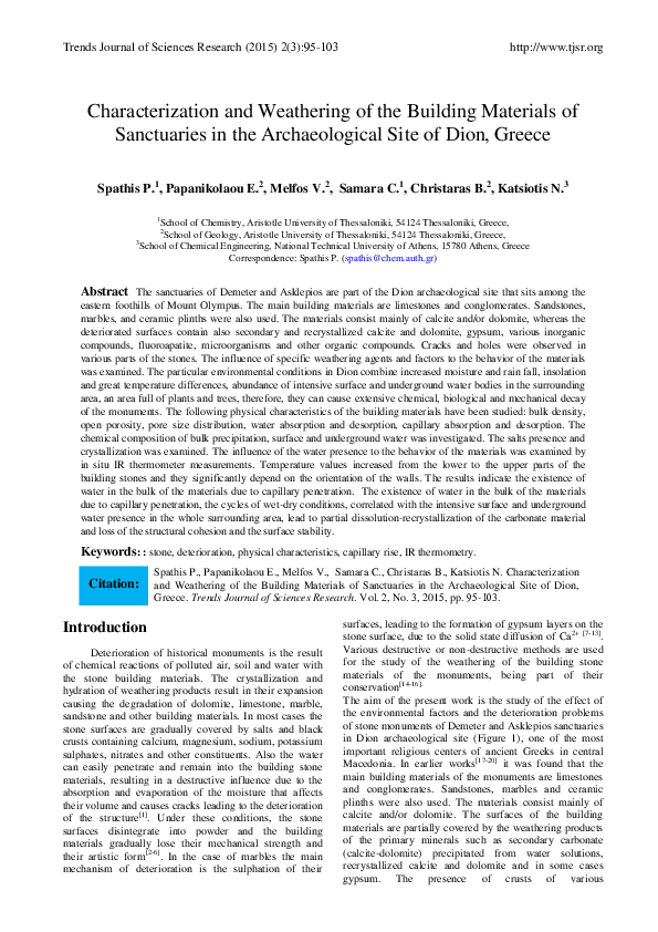 (PDF) Characterization and Weathering of the Building Materials of ...