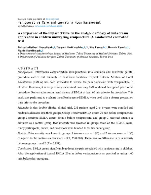 (PDF) A comparison of the impact of time on the analgesic efficacy of ...