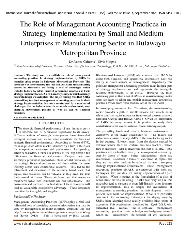 (PDF) The Role of Management Accounting Practices in Strategy ...