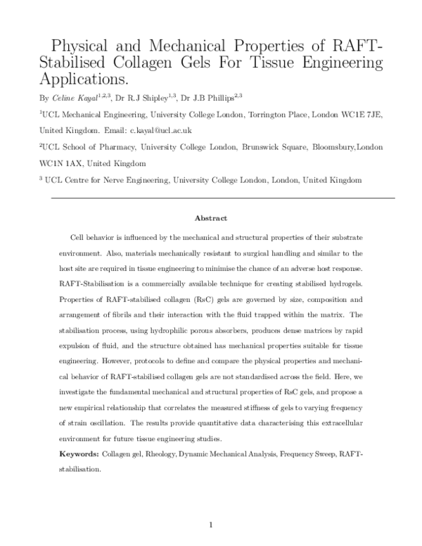 (PDF) Physical and mechanical properties of RAFT-stabilised collagen ...