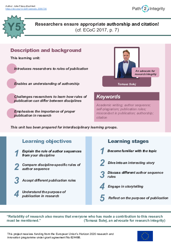 (PDF) Learning Card For Research Integrity (Y5)