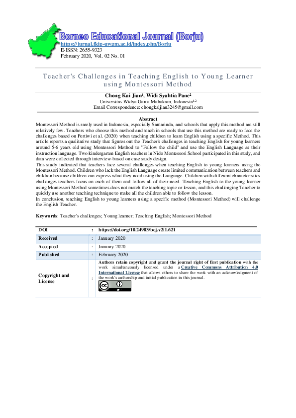 (PDF) Teacher's Challenges in Teaching English to Young Learner using ...