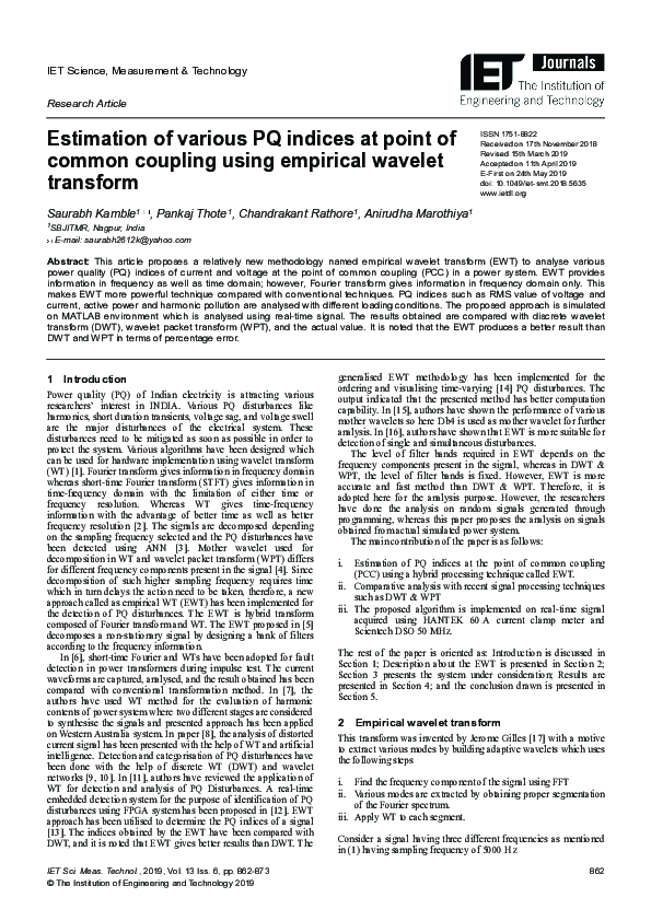 (PDF) Estimation of various PQ Indices at Point of Common Coupling ...