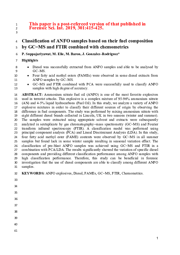 (DOC) Classification of ANFO samples based on their fuel composition by ...