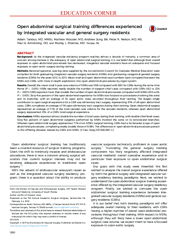 (PDF) Open abdominal surgical training differences experienced by ...