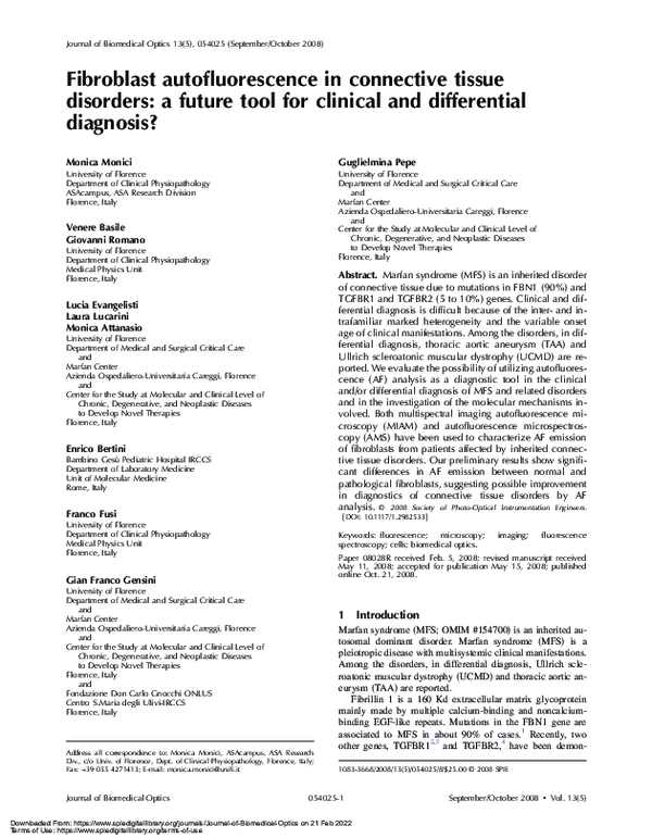 (PDF) Fibroblast autofluorescence in connective tissue disorders: a future tool for clinical and ...