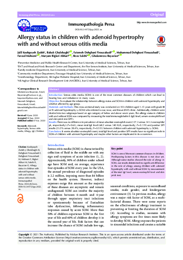 (PDF) Allergy status in children with adenoid hypertrophy with and ...