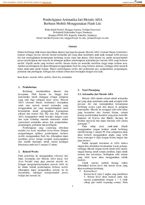 (PDF) Pembelajaran Aritmatika Jari Metode AHA Berbasis Mobile ...