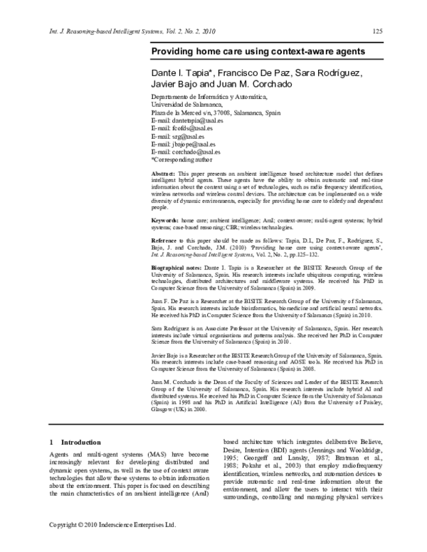 (PDF) Context-Aware Agents for Home Care