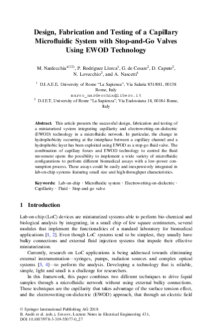 (PDF) Design, Fabrication and Testing of a Capillary Microfluidic ...