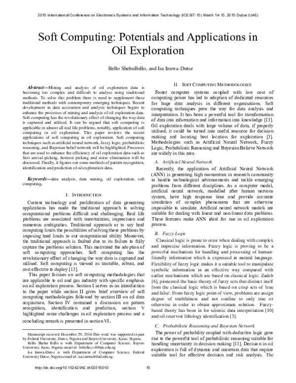 (PDF) Soft Computing: Potentials and Applications in Oil Exploration