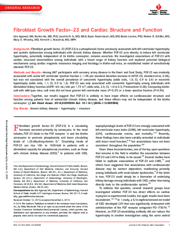 (PDF) Fibroblast growth factor-23 and cardiac structure and function