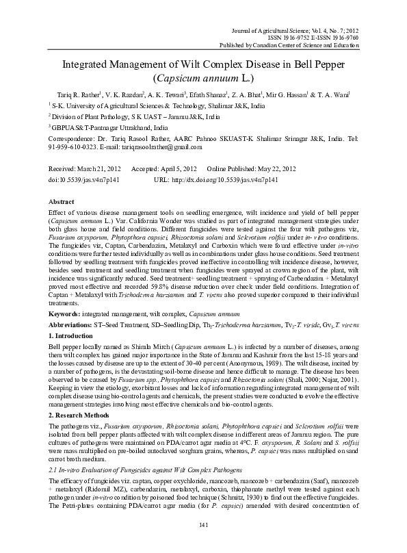 (PDF) Integrated Management of Wilt Complex Disease in Bell Paper ...