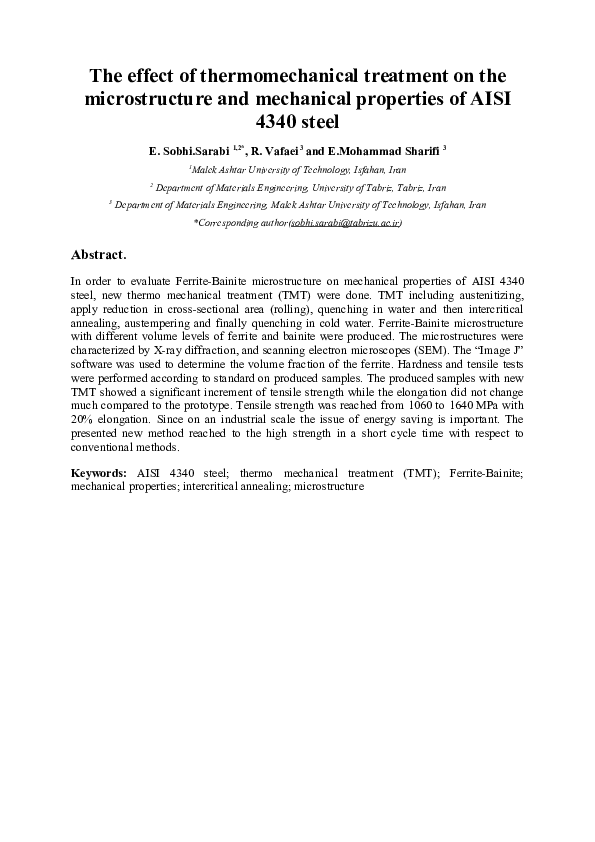 (DOC) The effect of thermomechanical treatment on the microstructure and mechanical properties ...