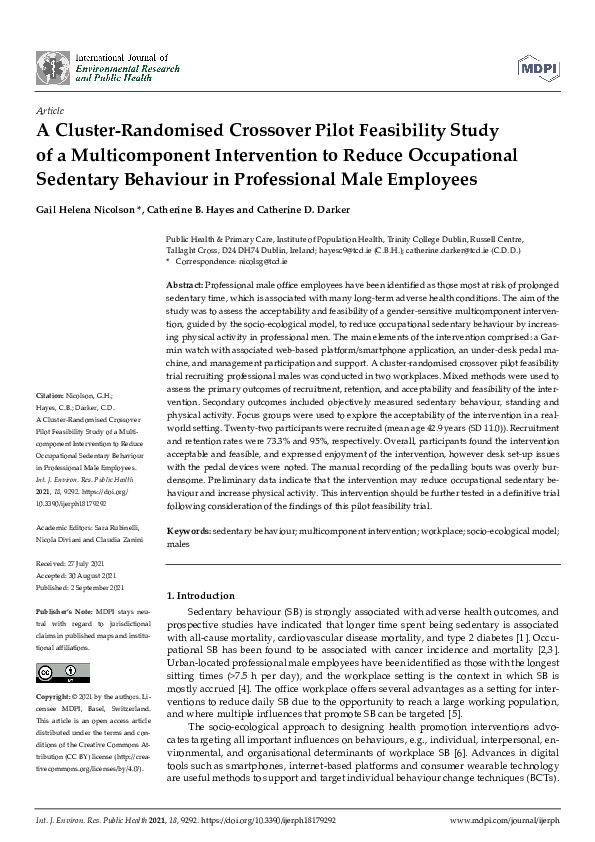 (PDF) A Cluster-Randomised Crossover Pilot Feasibility Study of a ...