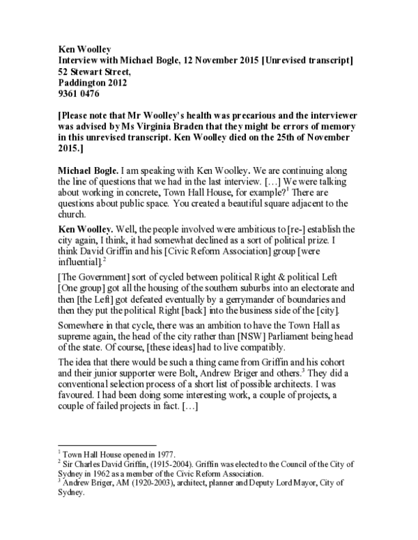 (PDF) Ken Wooley, architect Interview no. 2, 12 November 2015