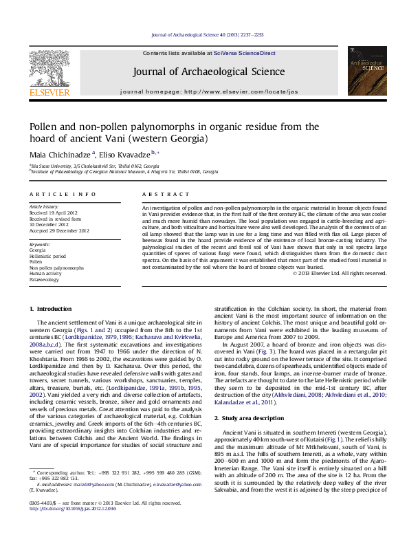 (PDF) Pollen and non-pollen palynomorphs in organic residue from the ...