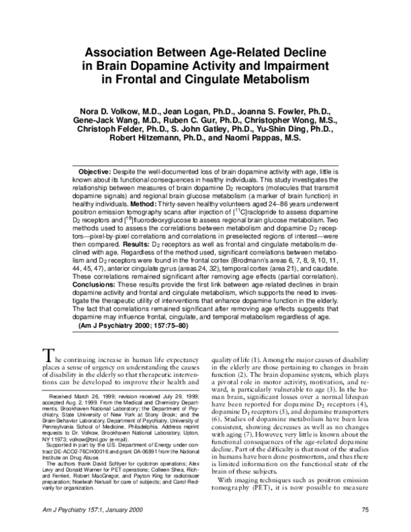 (PDF) Association Between Age-Related Decline in Brain Dopamine ...