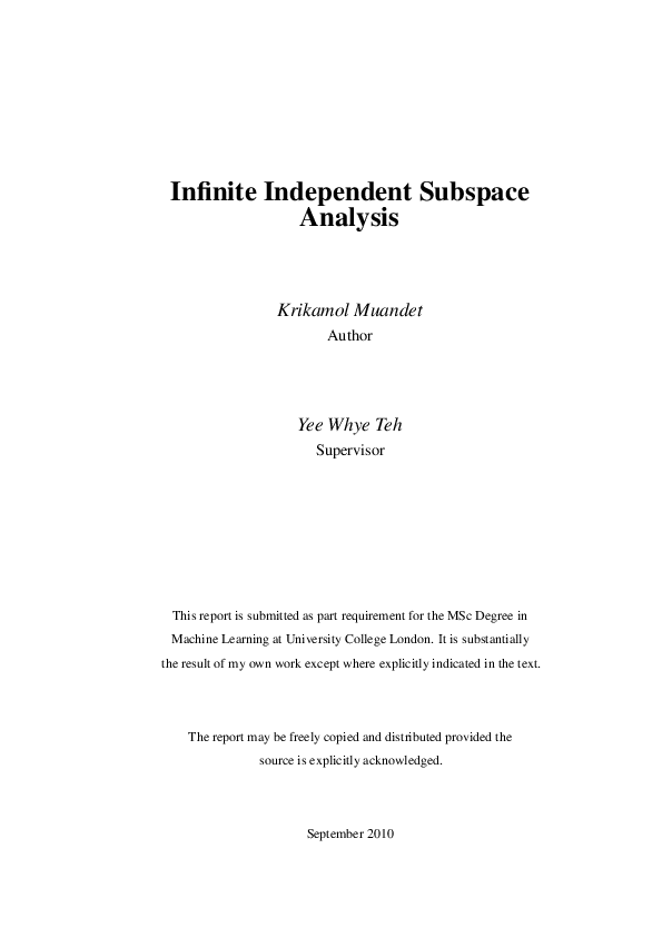 (PDF) Infinite Independent Subspace Analysis