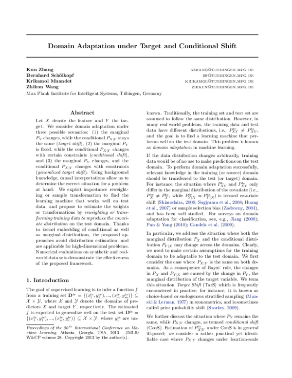 (PDF) Domain adaptation under target and conditional shift