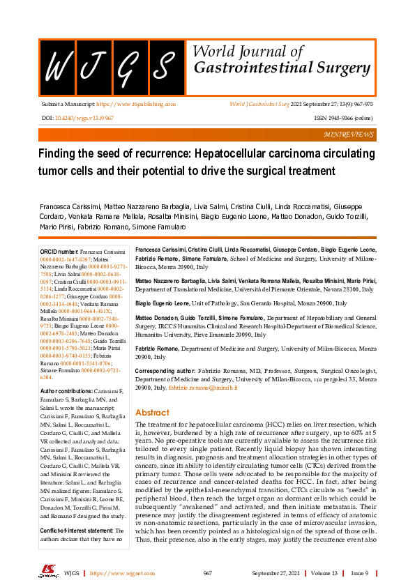 (PDF) Finding the seed of recurrence: Hepatocellular carcinoma ...