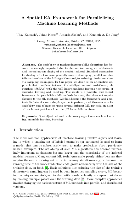 (PDF) A Spatial EA Framework for Parallelizing Machine Learning Methods