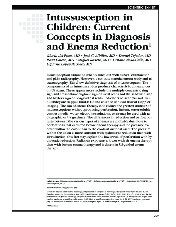 (PDF) Intussusception in Children: Current Concepts in Diagnosis and ...
