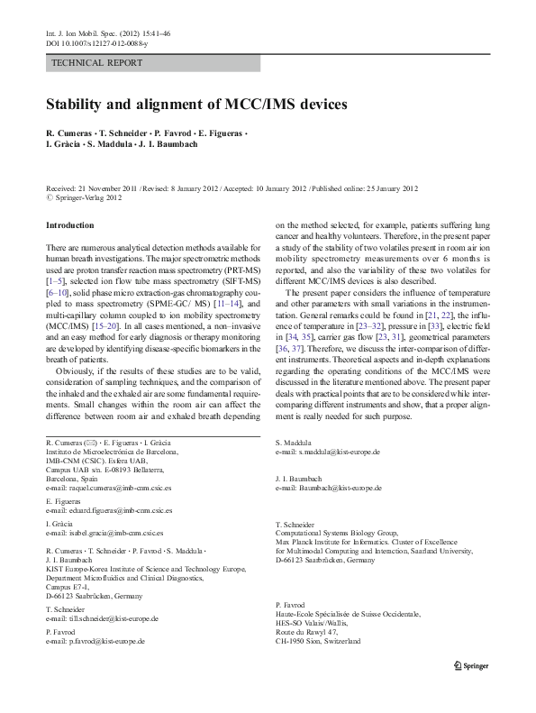 (PDF) Stability and alignment of MCC/IMS devices | Raquel Cumeras ...