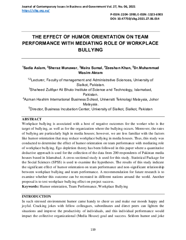 (PDF) The Effect of Humor Orientation on Team Performance with ...