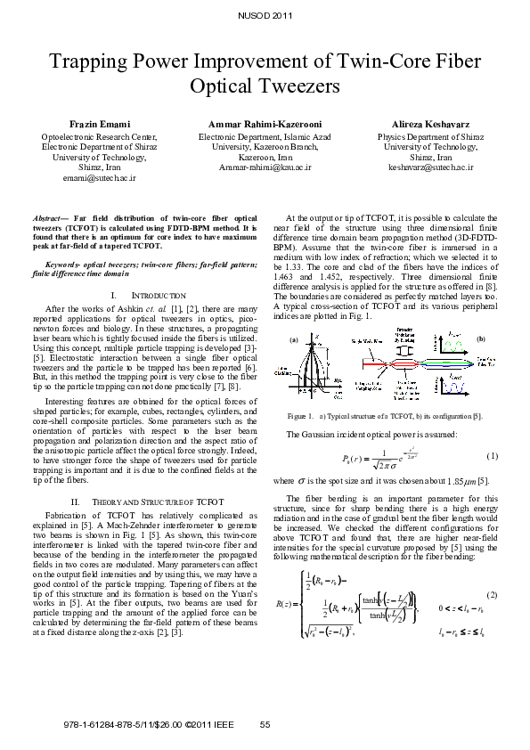 (PDF) Trapping power improvement of twin-core fiber optical tweezers