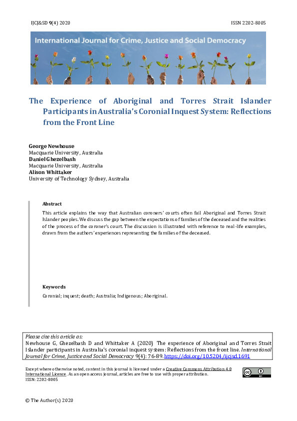 (PDF) The Experience of Aboriginal and Torres Strait Islander ...