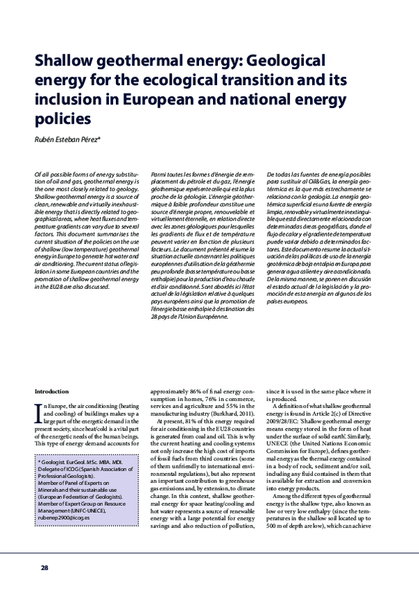 (PDF) Shallow geothermal energy: Geological energy for the ecological ...