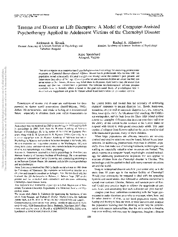 (PDF) Trauma and disaster as life disrupters: A model of computer ...