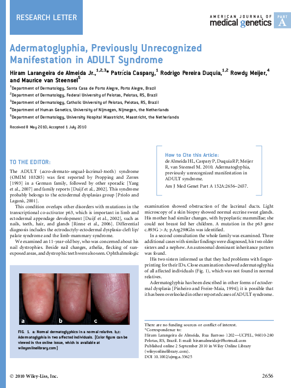(PDF) Adermatoglyphia, previously unrecognized manifestation in ADULT ...