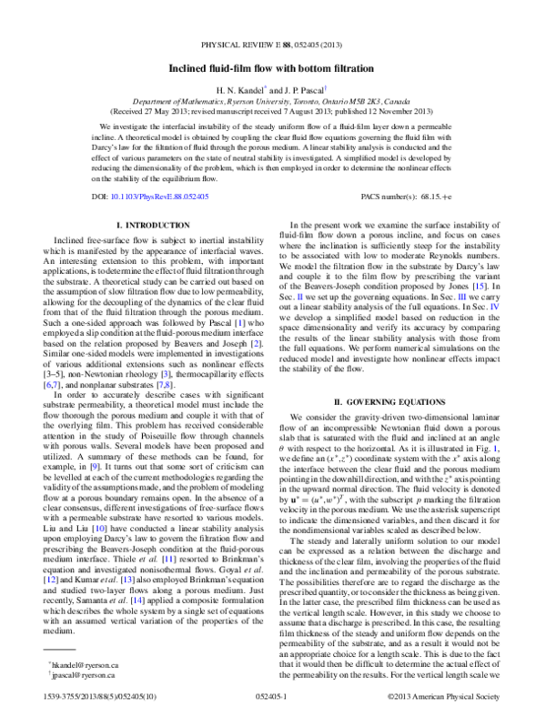 (PDF) Inclined fluid-film flow with bottom filtration