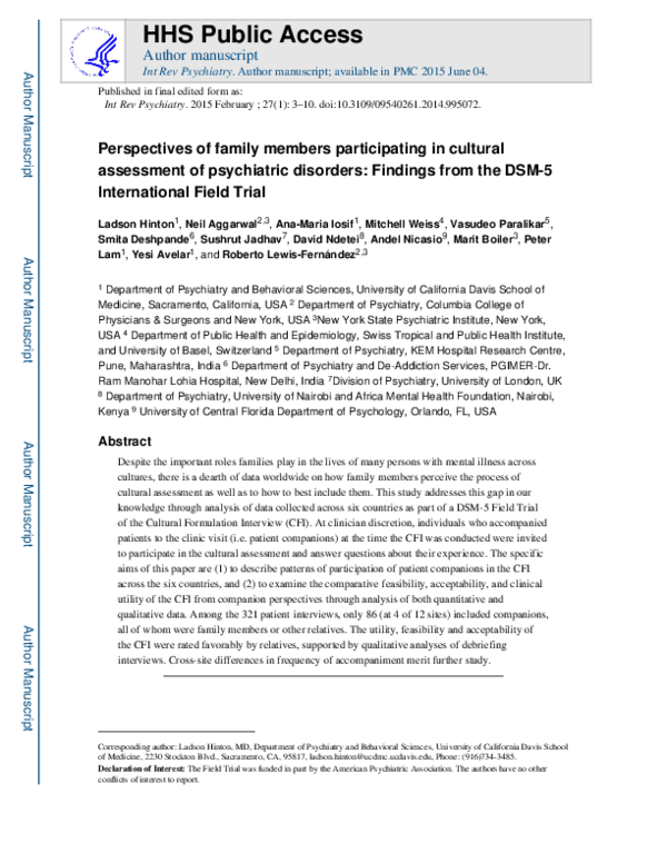 (PDF) Perspectives of family members participating in cultural ...