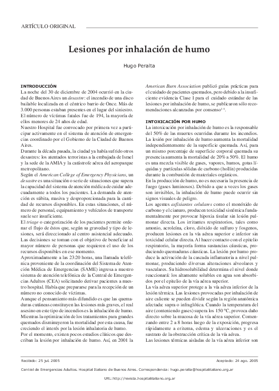 (PDF) Lesiones por inhalación de humo