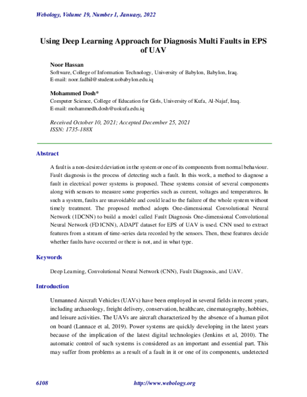 (PDF) Using Deep Learning Approach for Diagnosis Multi Faults in EPS of UAV