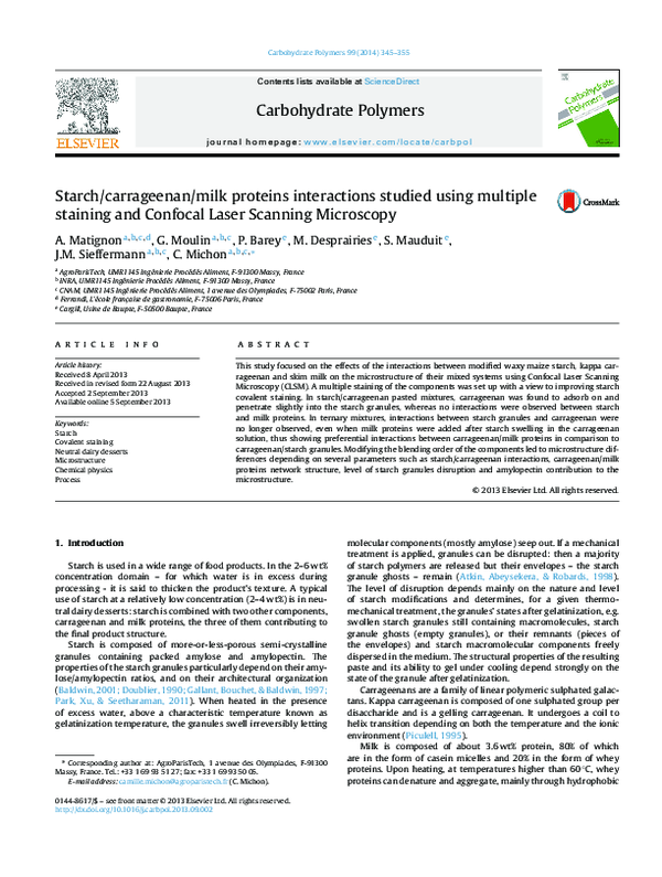 (PDF) Starch/carrageenan/milk proteins interactions studied using multiple staining and Confocal ...