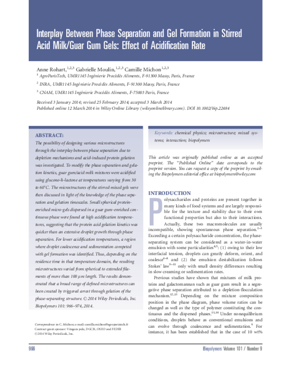 (PDF) Interplay between phase separation and gel formation in stirred ...