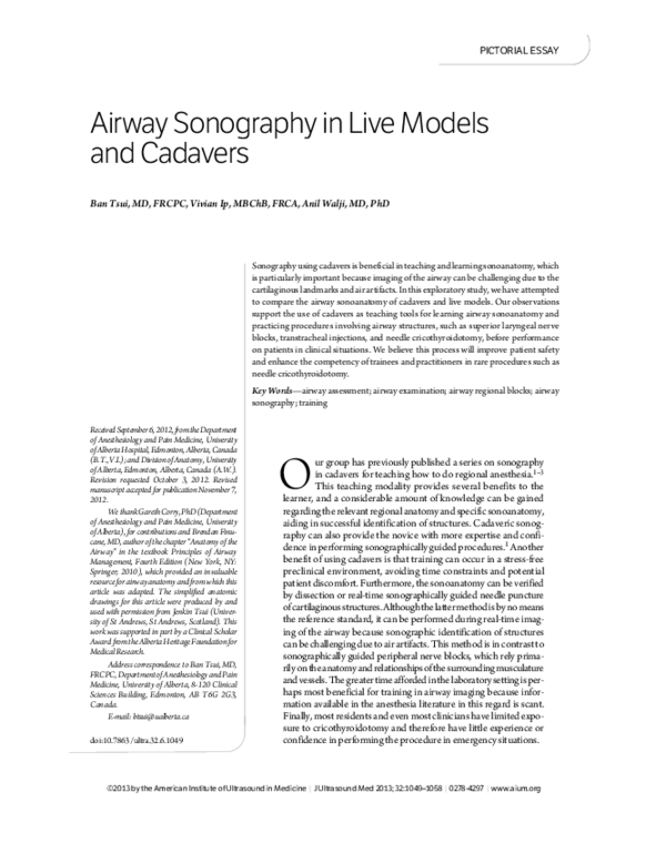 (PDF) Airway Sonography in Live Models and Cadavers