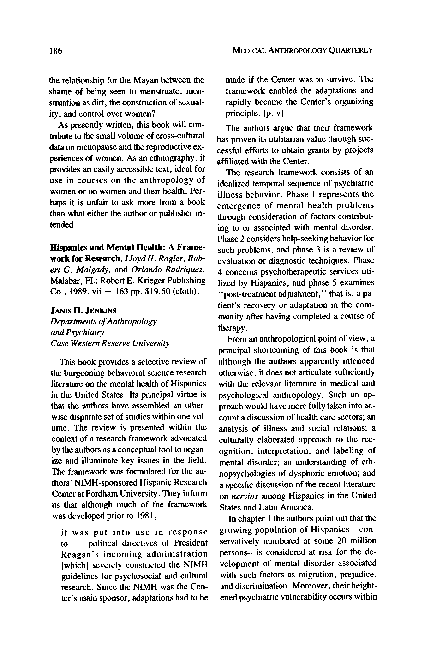 (PDF) Hispanics and Mental Health: A Framework for Research