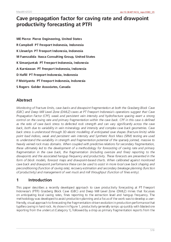 (PDF) Cave propagation factor for caving rate and drawpoint ...