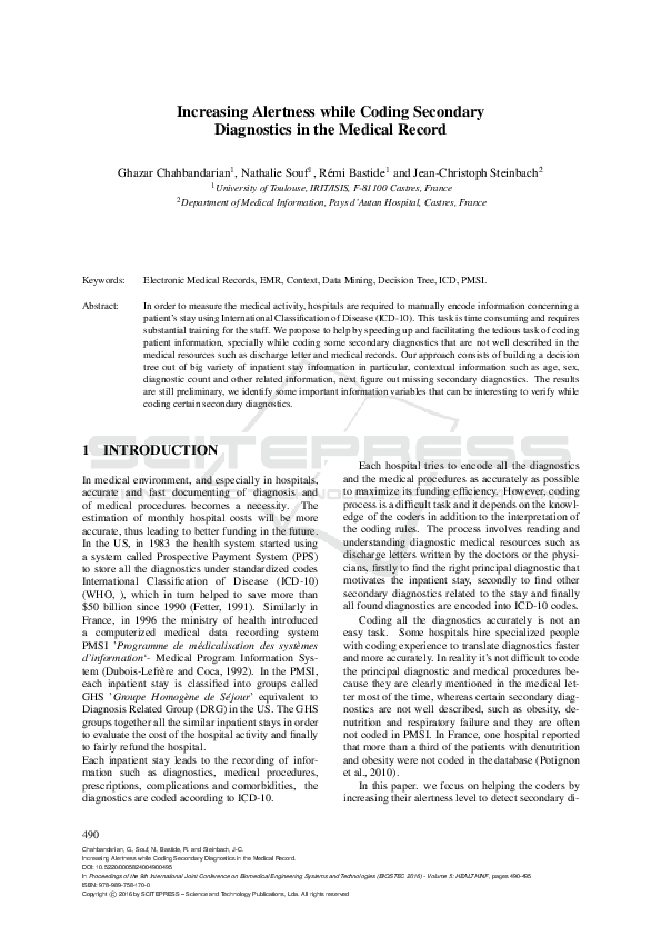 (PDF) Increasing Alertness while Coding Secondary Diagnostics in the ...