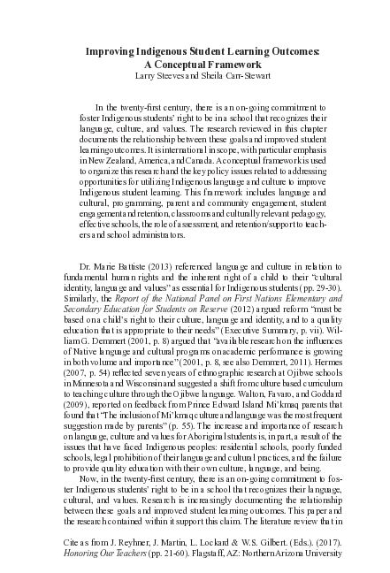 (PDF) Improving Indigenous Student Learning Outcomes : A Conceptual ...